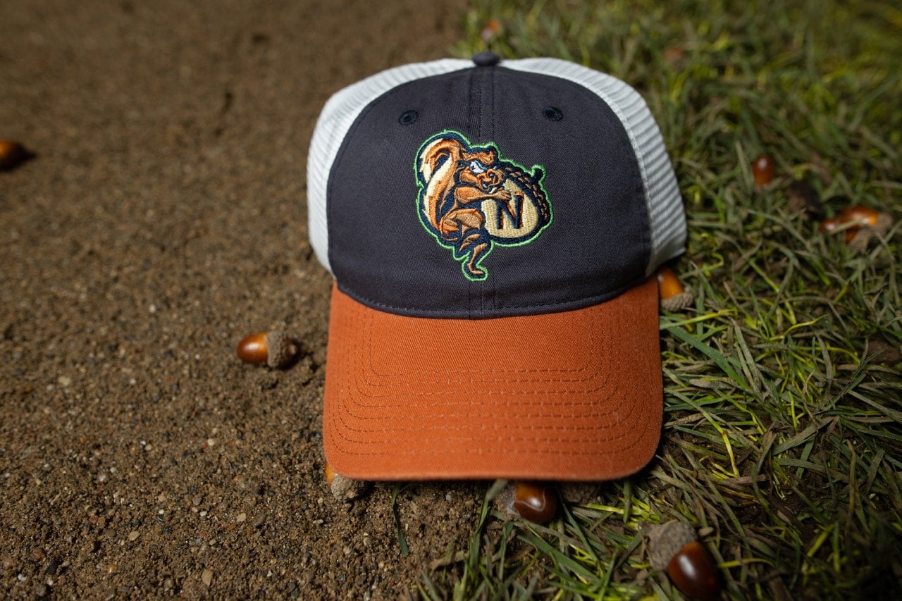 Brown Navy Nut Smugglers Adjustable Trucker Hat Kalamazoo Growlers